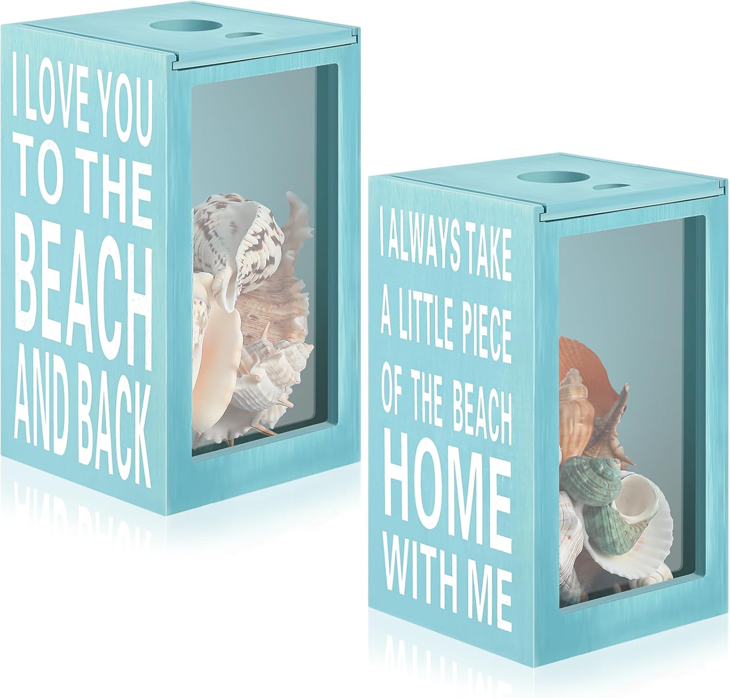 Amazon.com: Juexica 2 Pcs Seashell Display Box Seashell Holder Beach ...