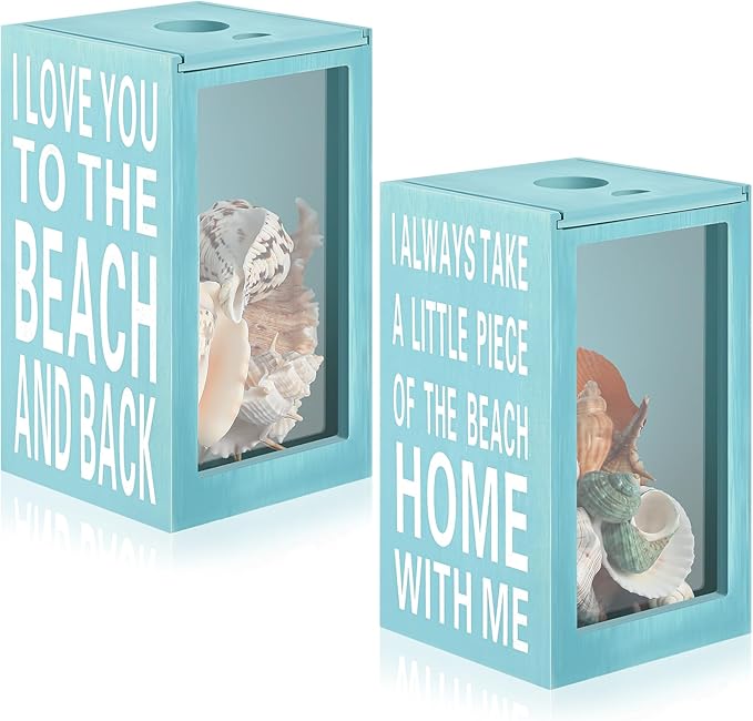 Amazon.com: Juexica 2 Pcs Seashell Display Box Seashell Holder Beach ...