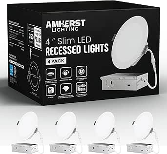 4 Inch Slim LED Recessed Lights, 4 Pack, 5CCT Selectable Color ...