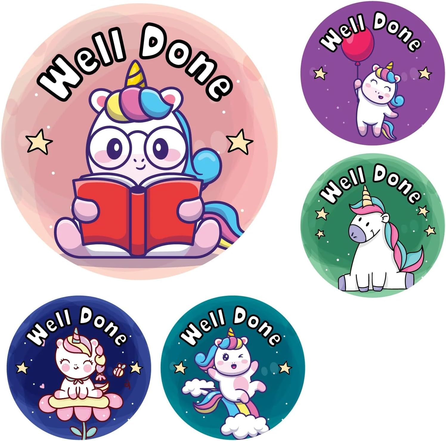 144 Well Done Rainbow Reward Stickers For Children, School Teachers ...