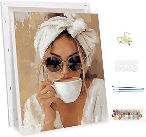 MEIYUDA Malen Nach Zahlen Erwachsene mit Rahmen Morgenkaffee, Paint by Numbers Malen Nach Zahlen ...