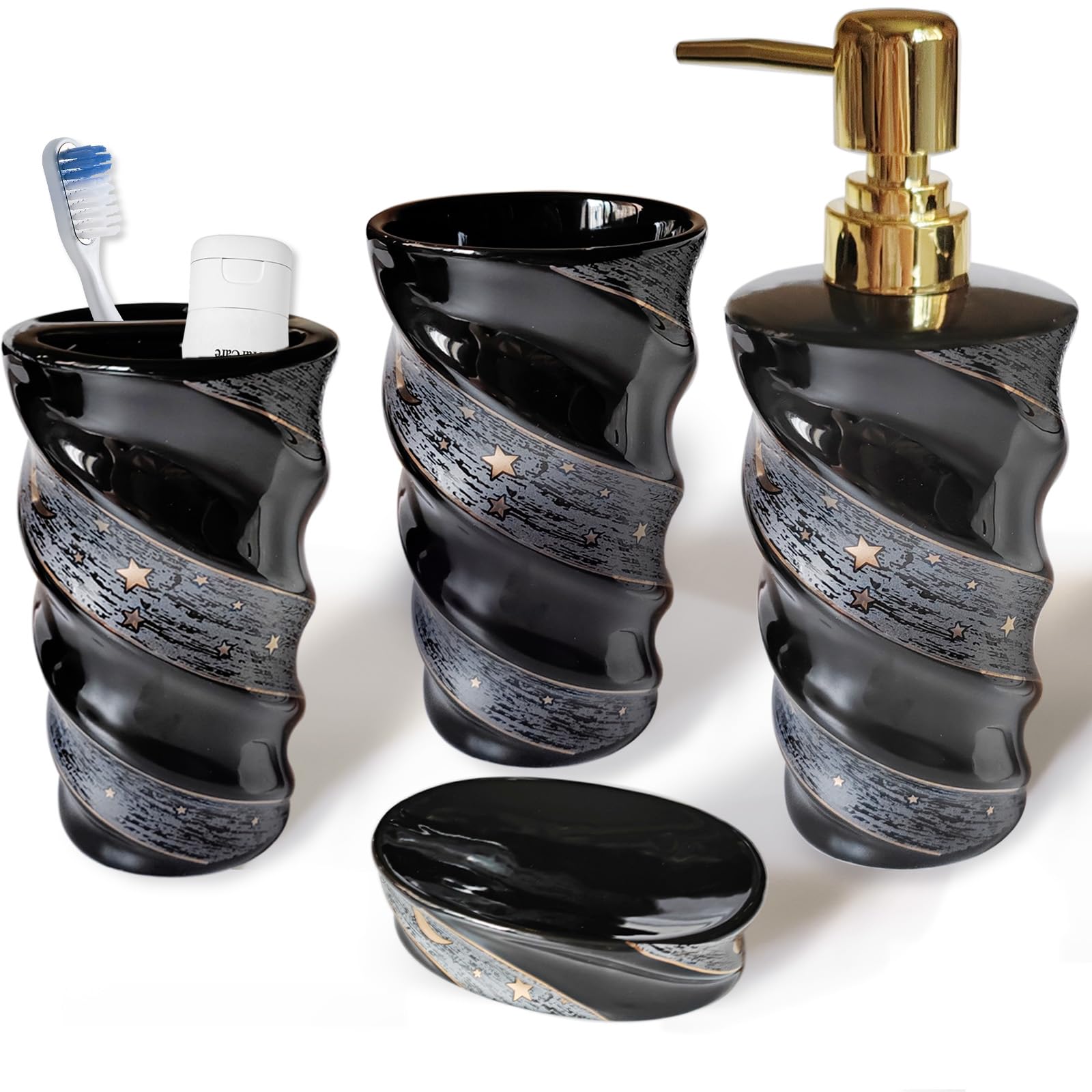 Amazon.com: Bathroom Accessories Set, 4 Pc Ceramic Bathroom Decoration ...