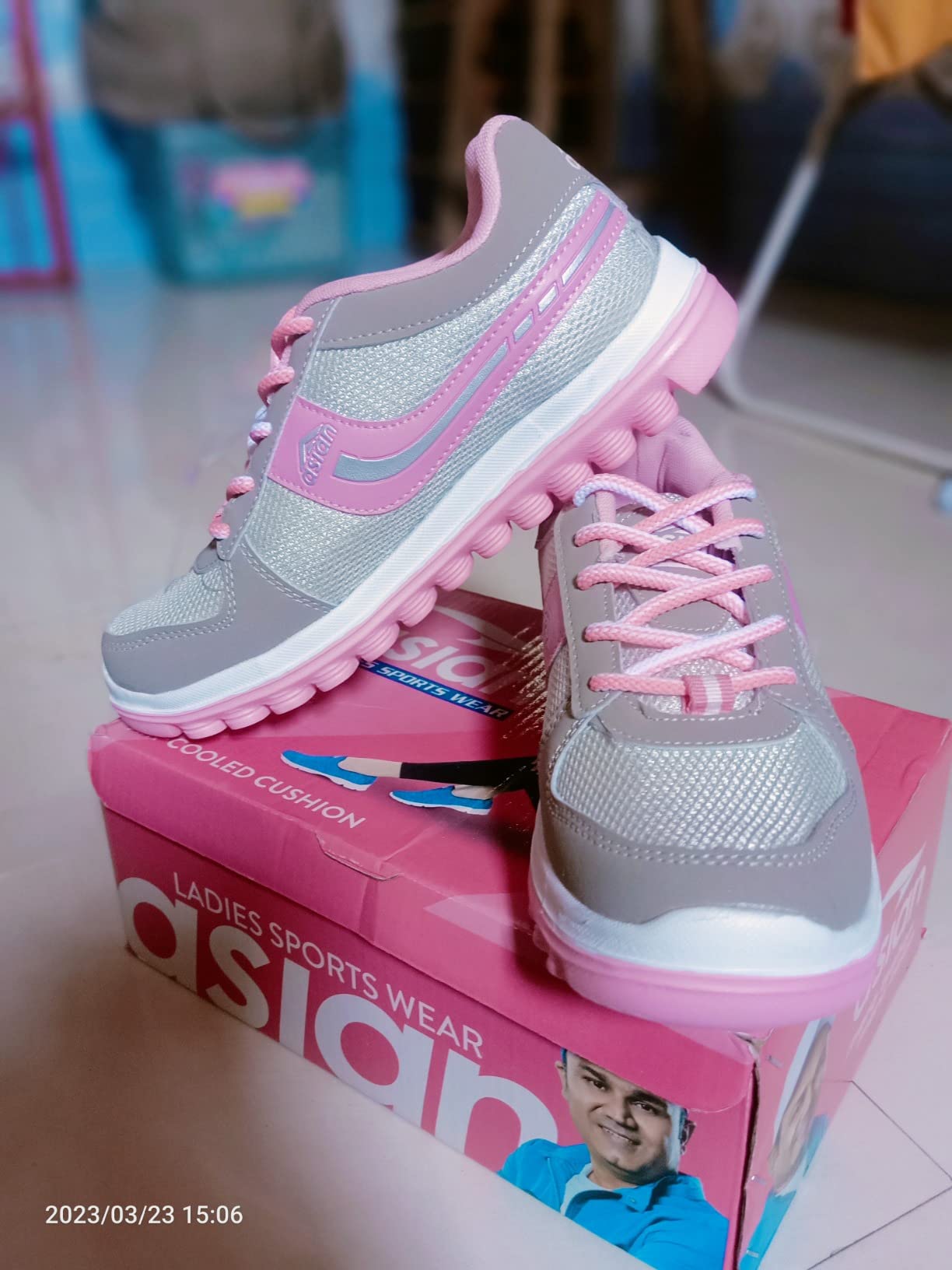 ASIAN Women's Light Grey And Pink Running & Walking Shoe - 6 UK ...