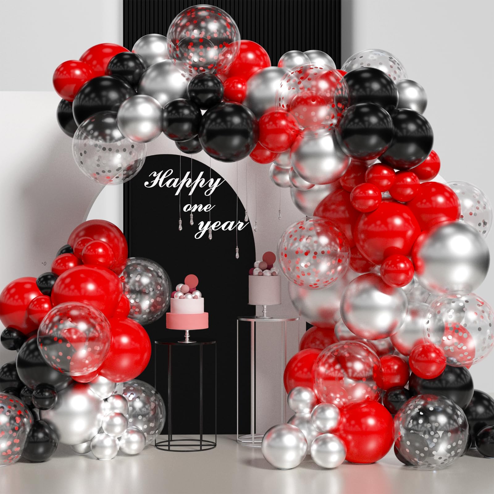 Amazon.com: Red and Black Balloons Arch Kit,140pcs Black Silver and Red ...