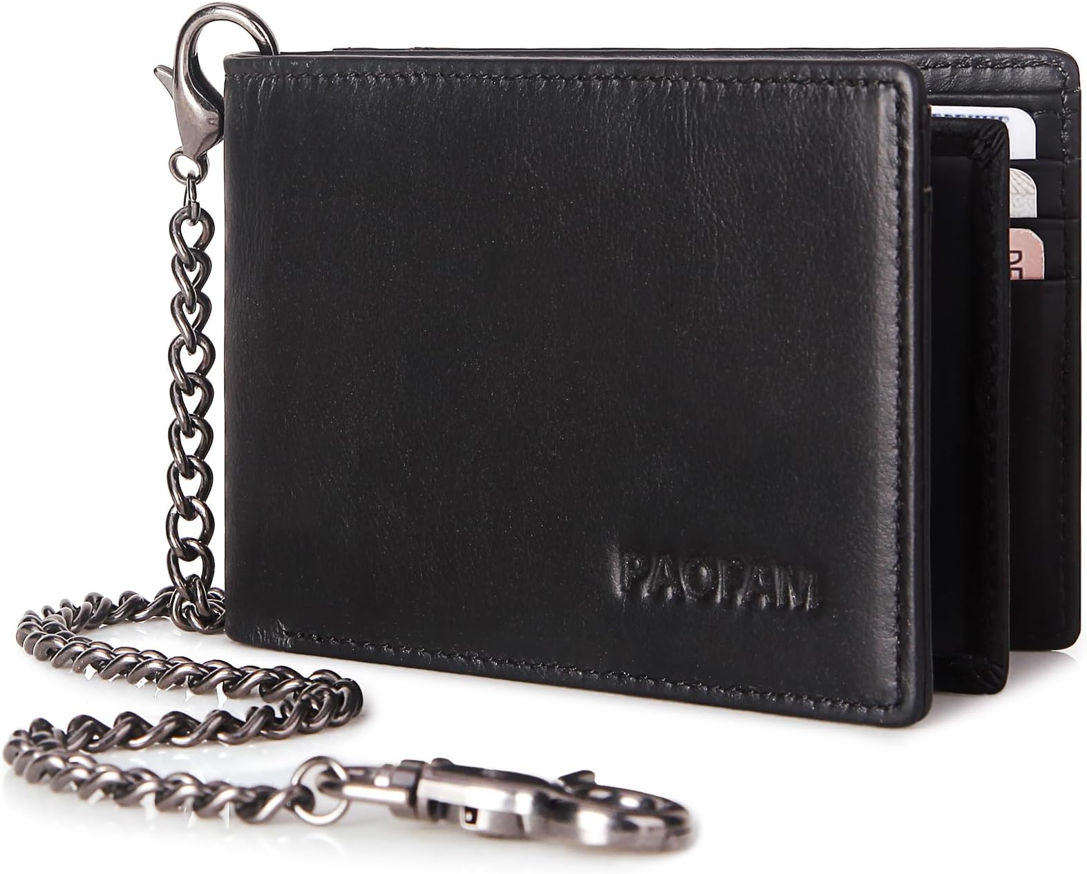 Amazon.com: Threecattles Mens Boys Simple Leather Chain Wallet Biker ...