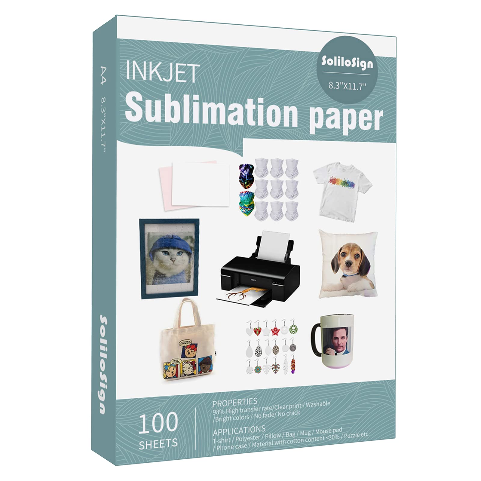 Buy SoliloSign Sublimation Paper A4 Size 8.5 x 11 Inch, 32 Sheets for ...