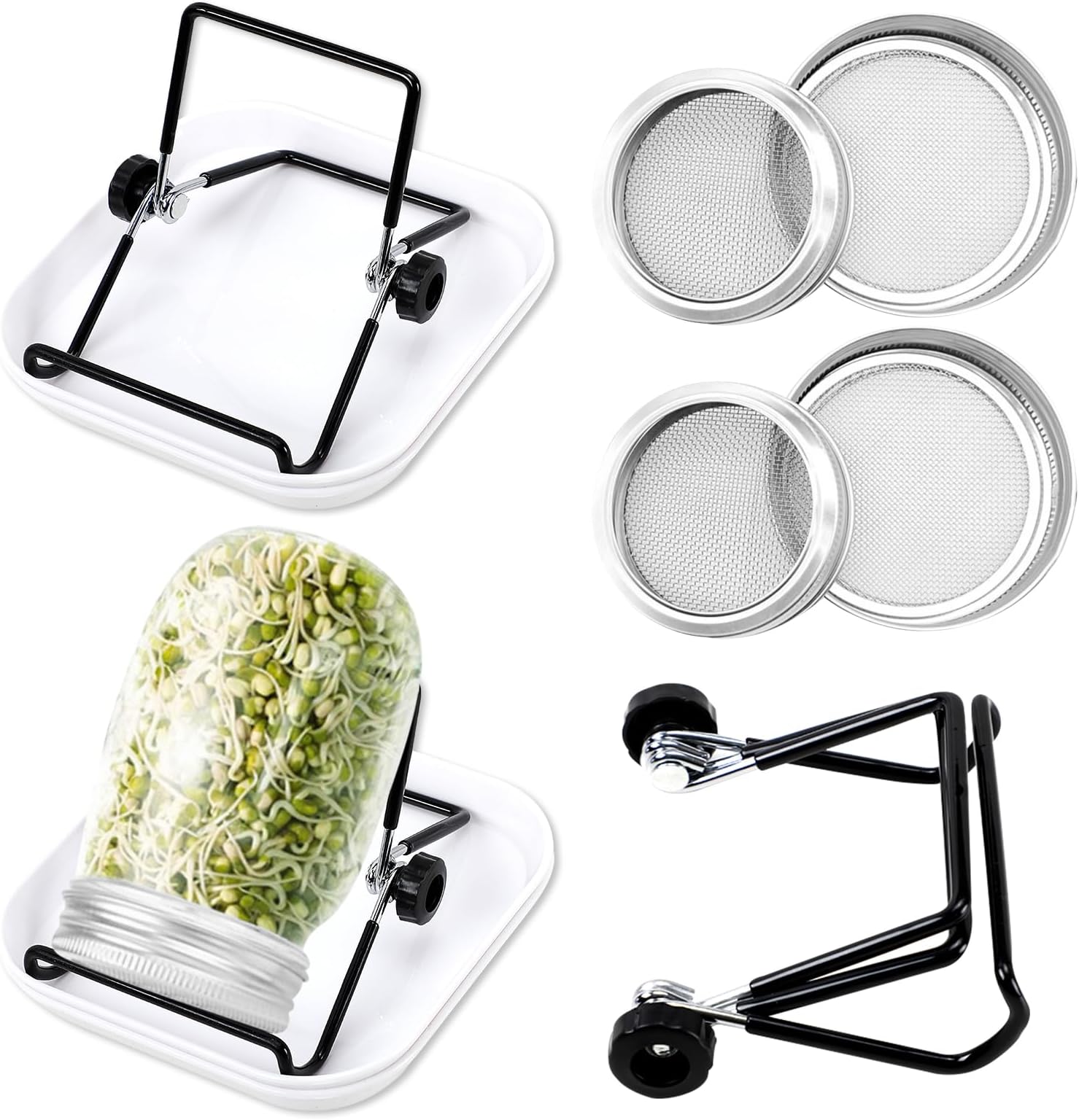 Amazon.com: 2pcs Sprouts Growing Jar Kit, Wide Mouth Quart Mason Jars ...