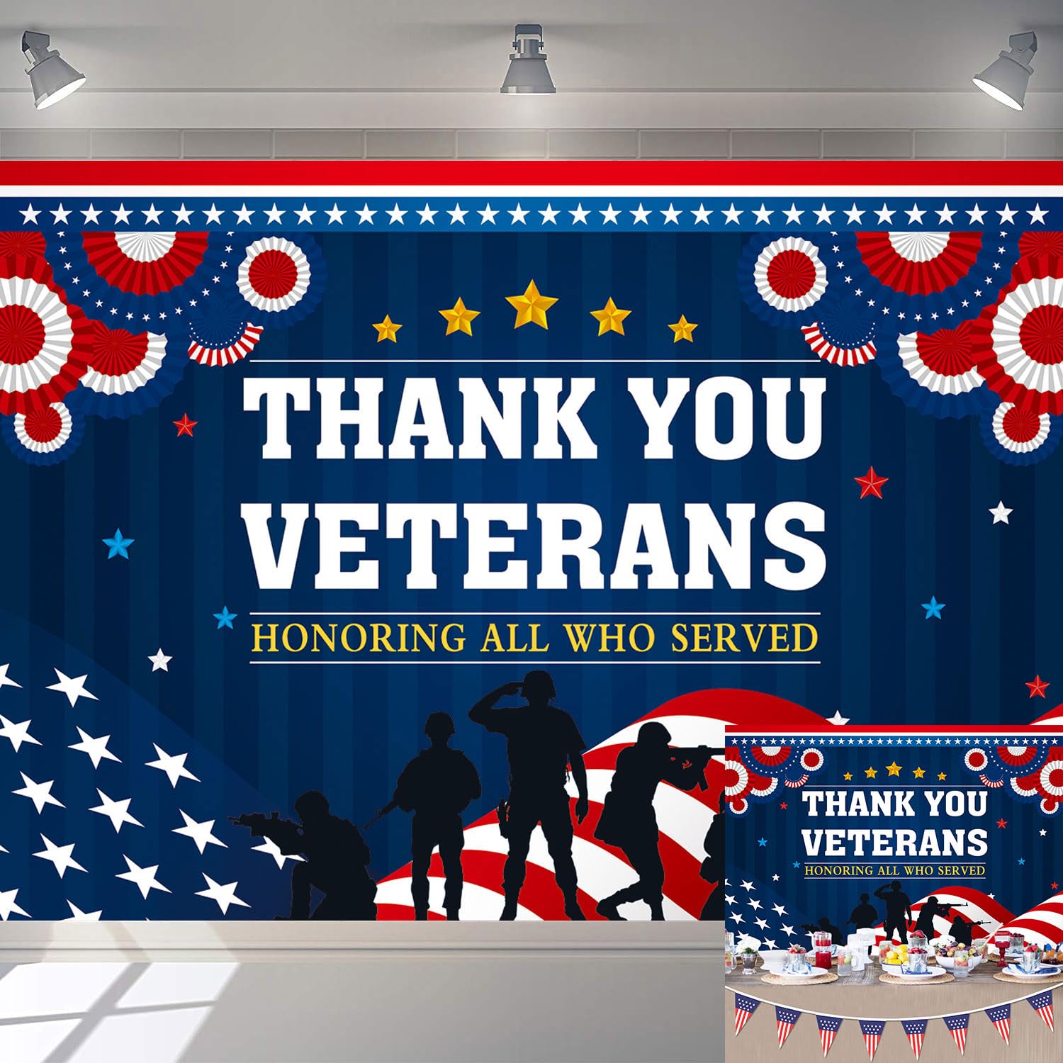 Amazon.com : Thank You Veterans Backdrop Honoring All Who Served ...
