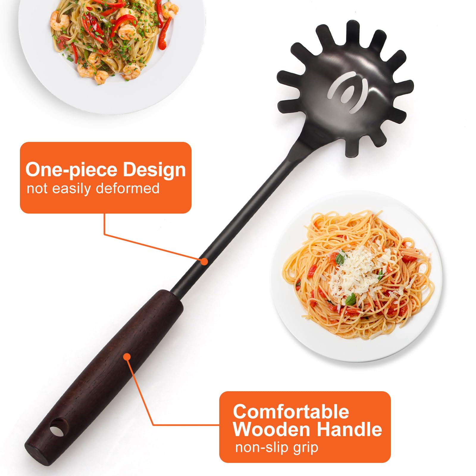Metal Noodle Spoon 12.6 Inch Stainless Steel Pasta Spoon With Teeth ...