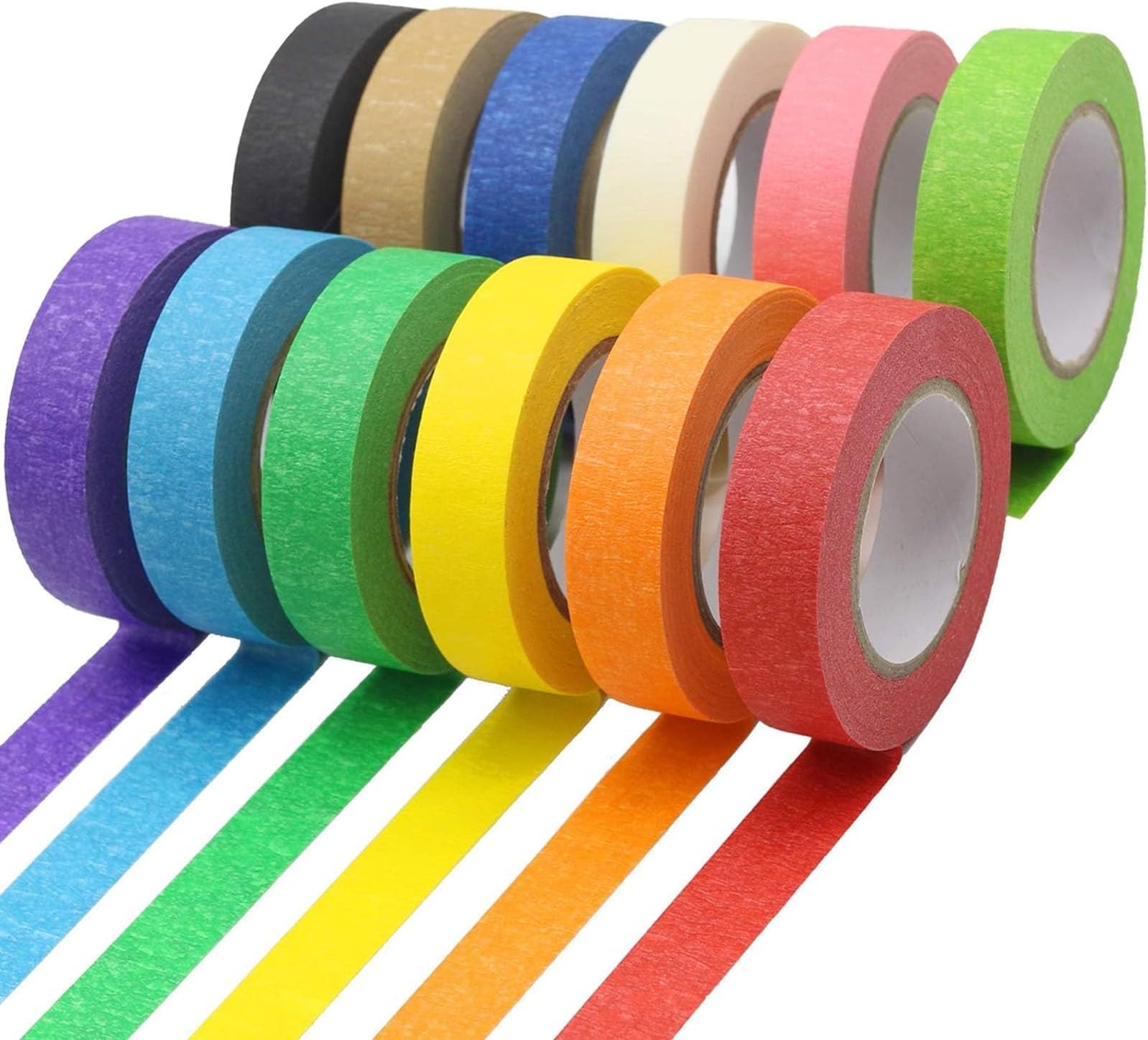 OWLKELA - 12 Rolls Colored Masking Tape 14.63 m Per Roll, Rainbow ...