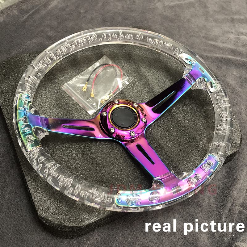 Snapklik.com : 14inch Acrylic Racing Steering Wheel 6 Bolt Neo Chrome ...