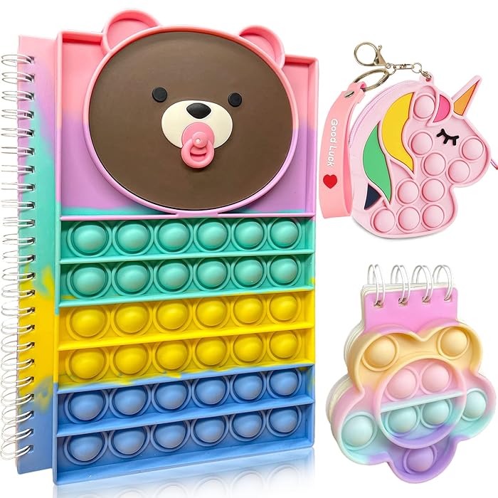 Buy Pop Notebook, 3 Pack Pop Fidget Toys with Pop Coin Purse, Portable ...