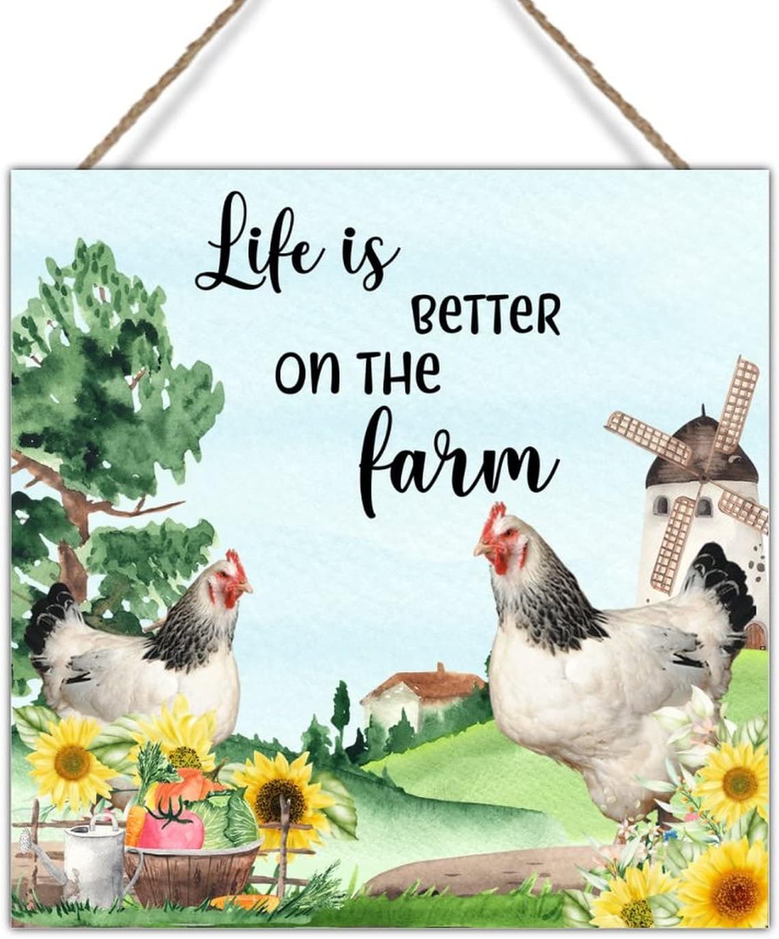 Amazon.com: Gift to Farmer Wood Wall Art Sign Barn Chicken Life is ...