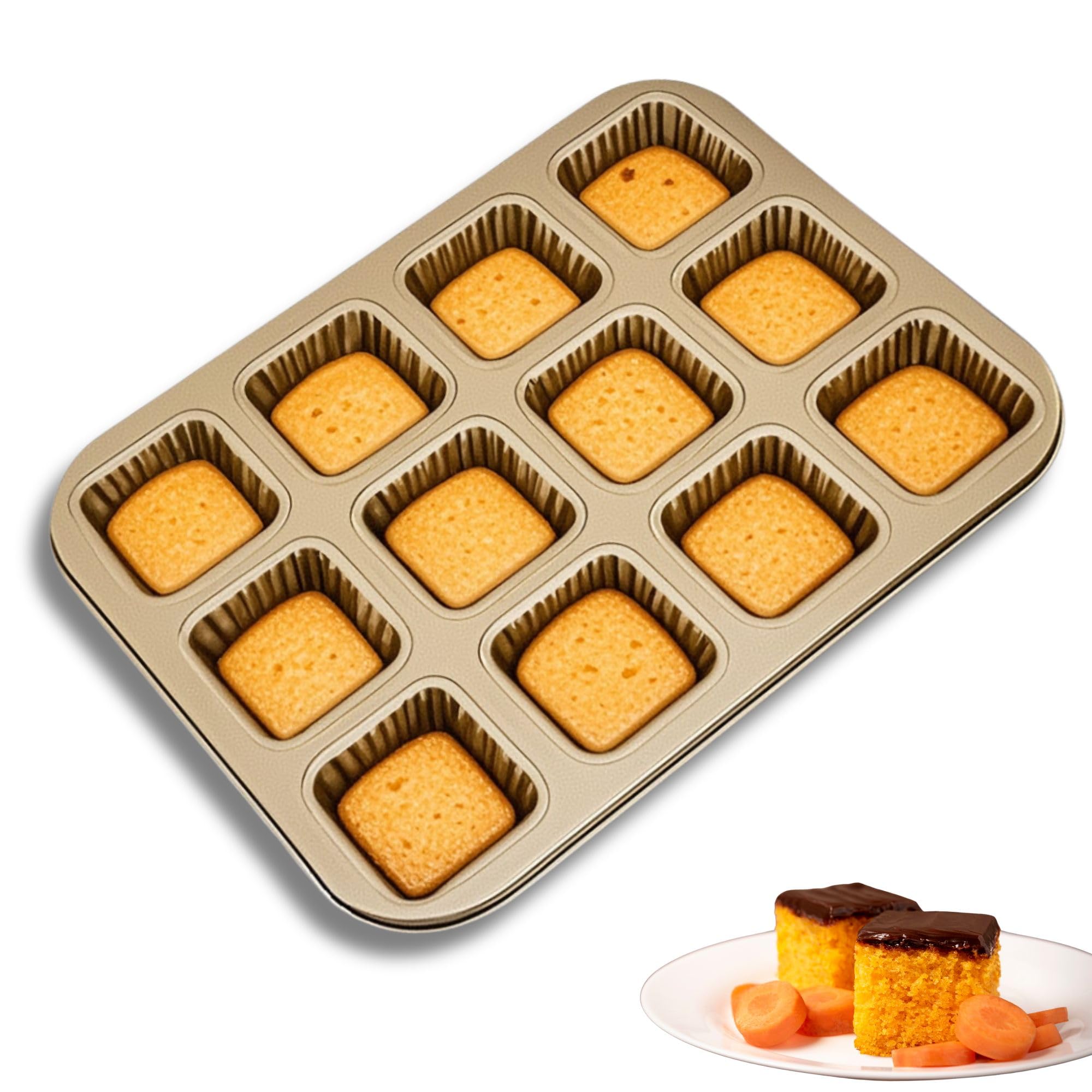 OlBuWa Mini Loaf Pans, 12-Cavity Mini Loaf Tins, Non-Stick Mini Loaf ...
