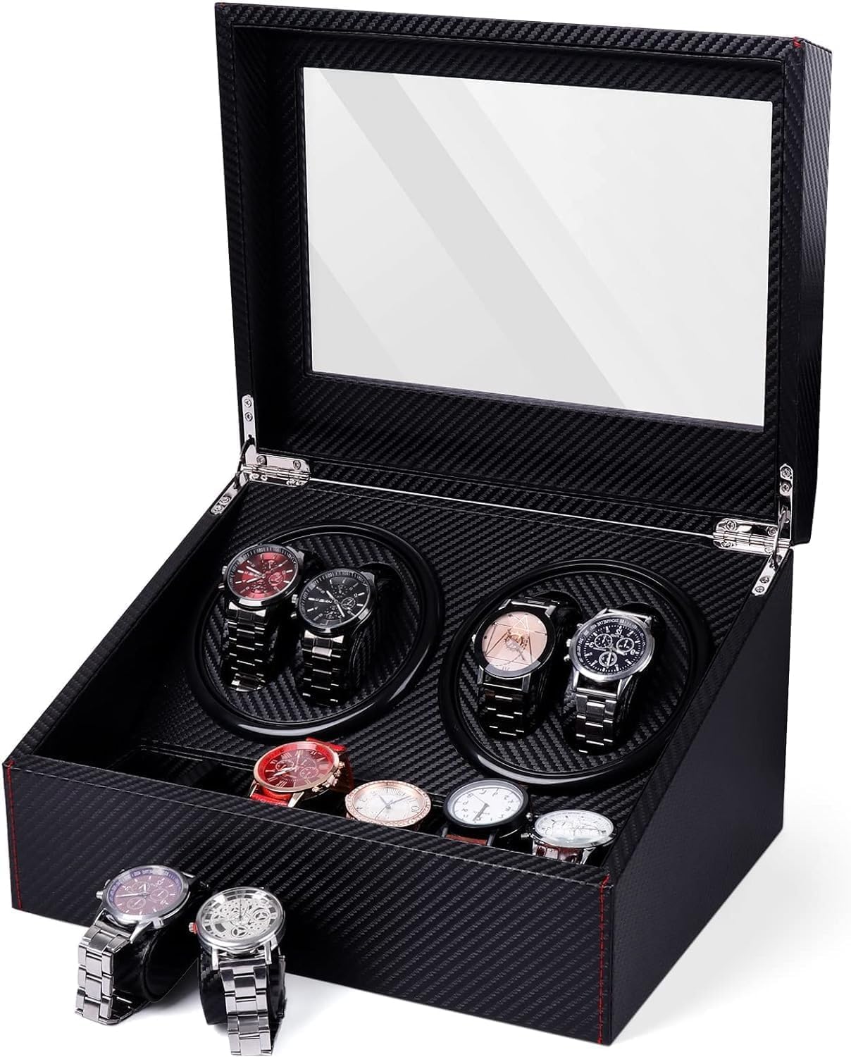 Forubar Automatic Watch Winder, Watch Storage Display Box with 4 Quiet ...