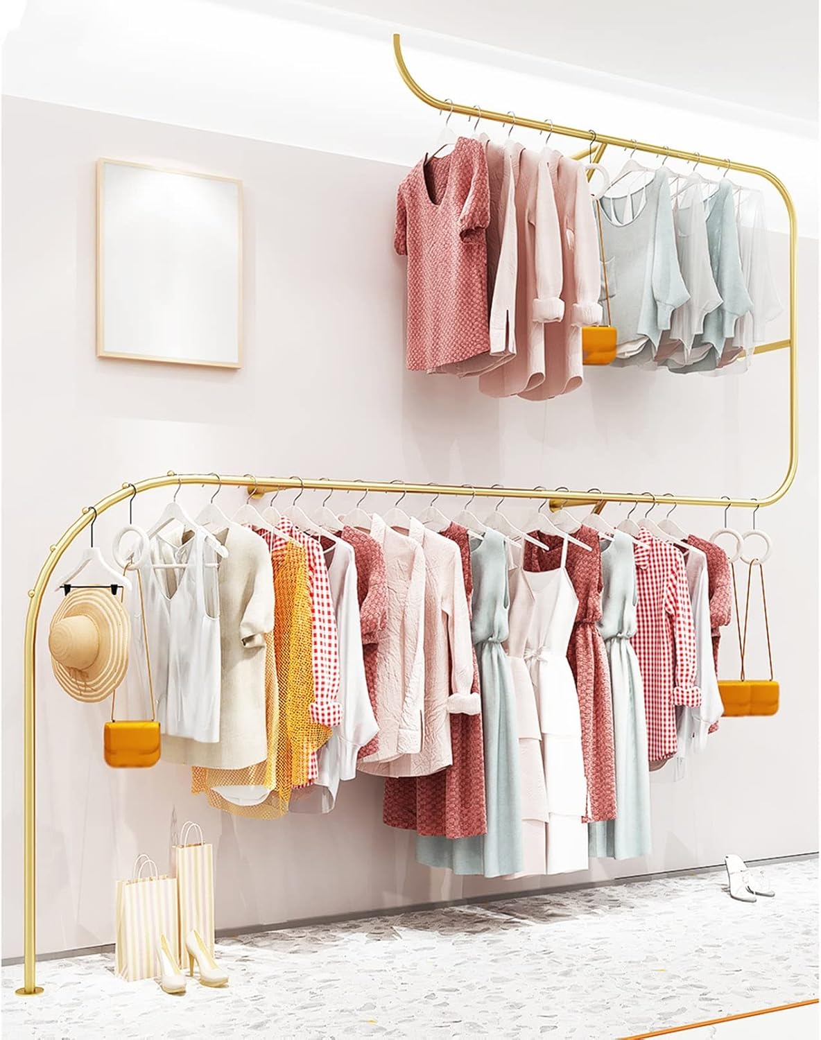 Perchero de ropa para colgar ropa, estante de ropa montado en la pared ...