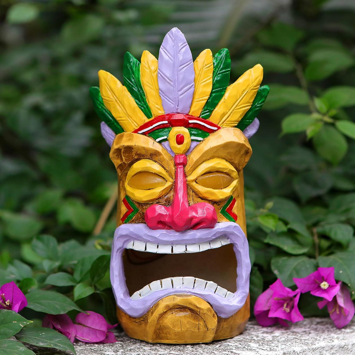 Amazon.com: ARIWOVEN Solar Tiki Statue,Tribal Tiki Head Solar Light ...