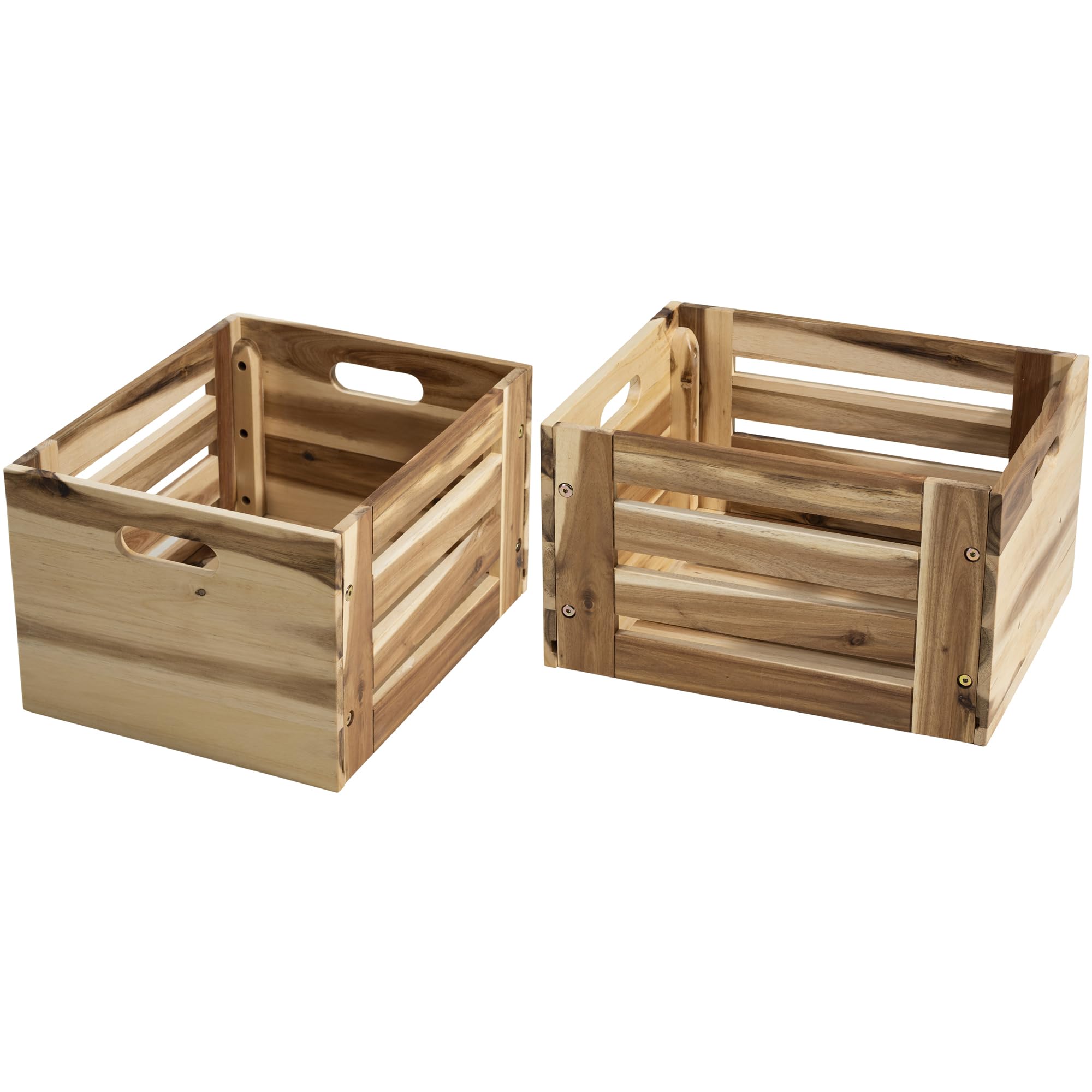 Amazon.com: eHemco Large Solid Wood Storage Crates, Set of 2, Natural ...