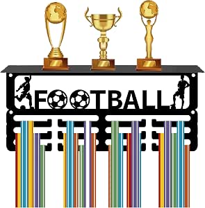CREATCABIN Football Medal Holder Trophy Shelf Medal Hanger Display with ...