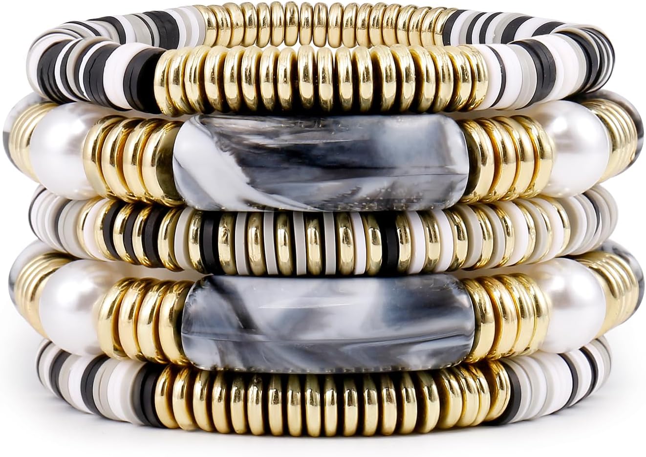 Amazon.com: Black grey Bamboo Tube Bangles Bracelet Chunky Curved ...