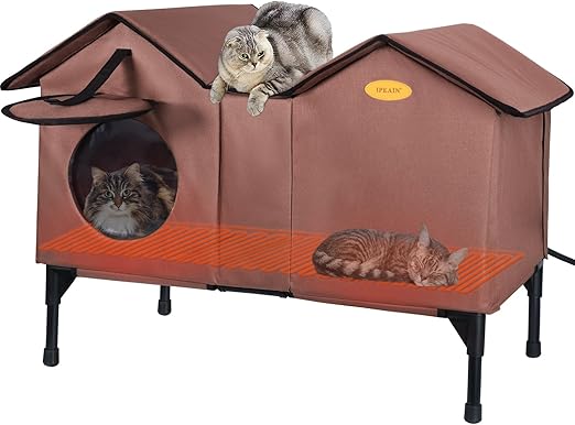 Amazon.com : Elevated Heated Cat House for Outside Cats Extra Large ...
