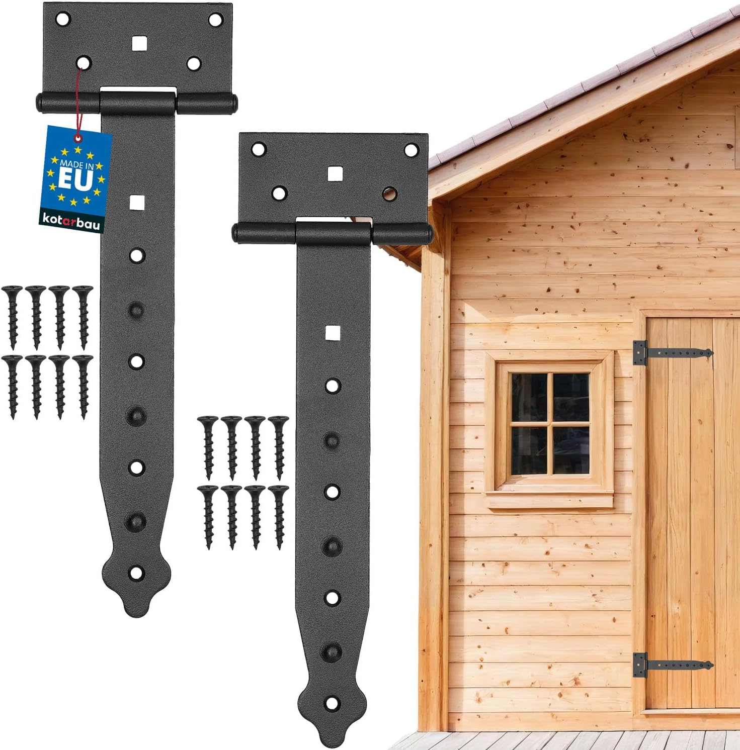 KOTARBAU® 2 x Black Cross Hinges 250mm External Door Hinge Gate Hinge ...