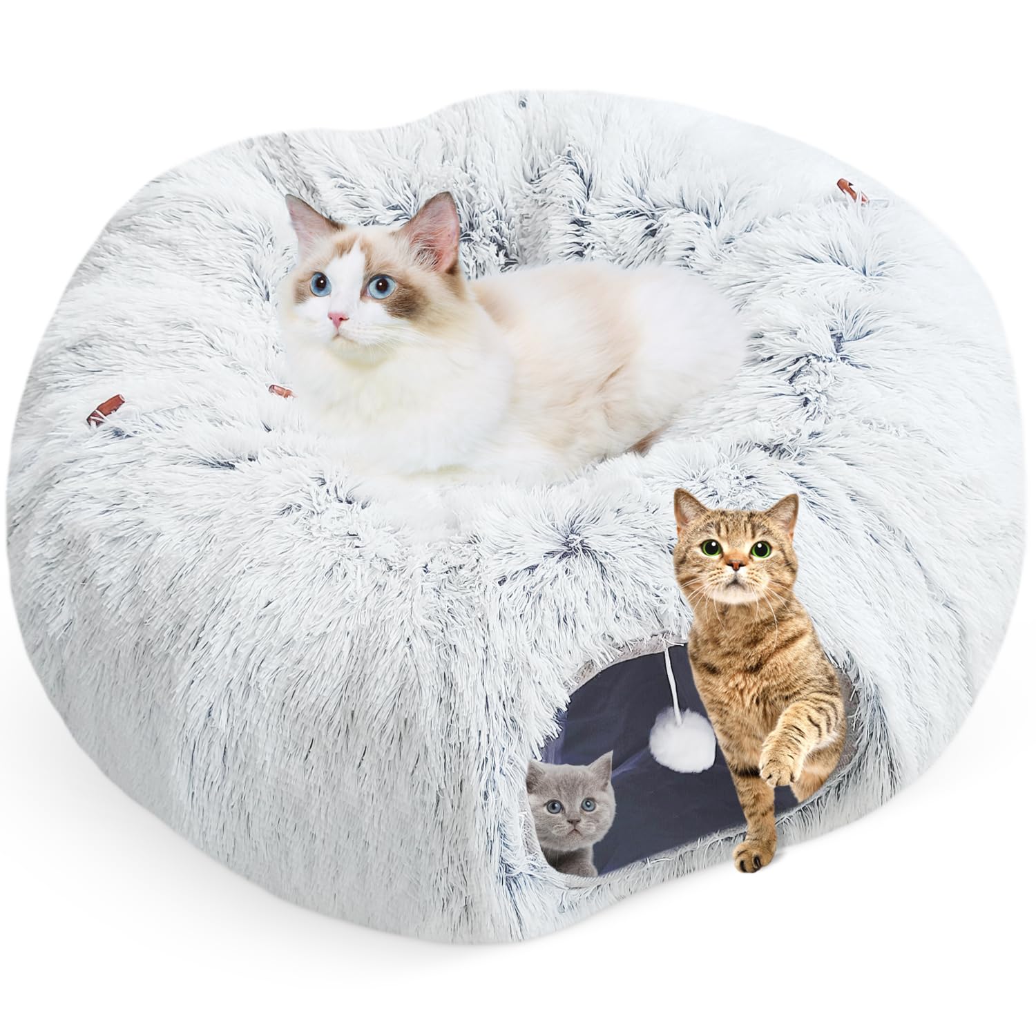 Hibtn Plush Cat Tunnel Cat Nest Cat Toy Cat Cave Cat Channel Donut ...