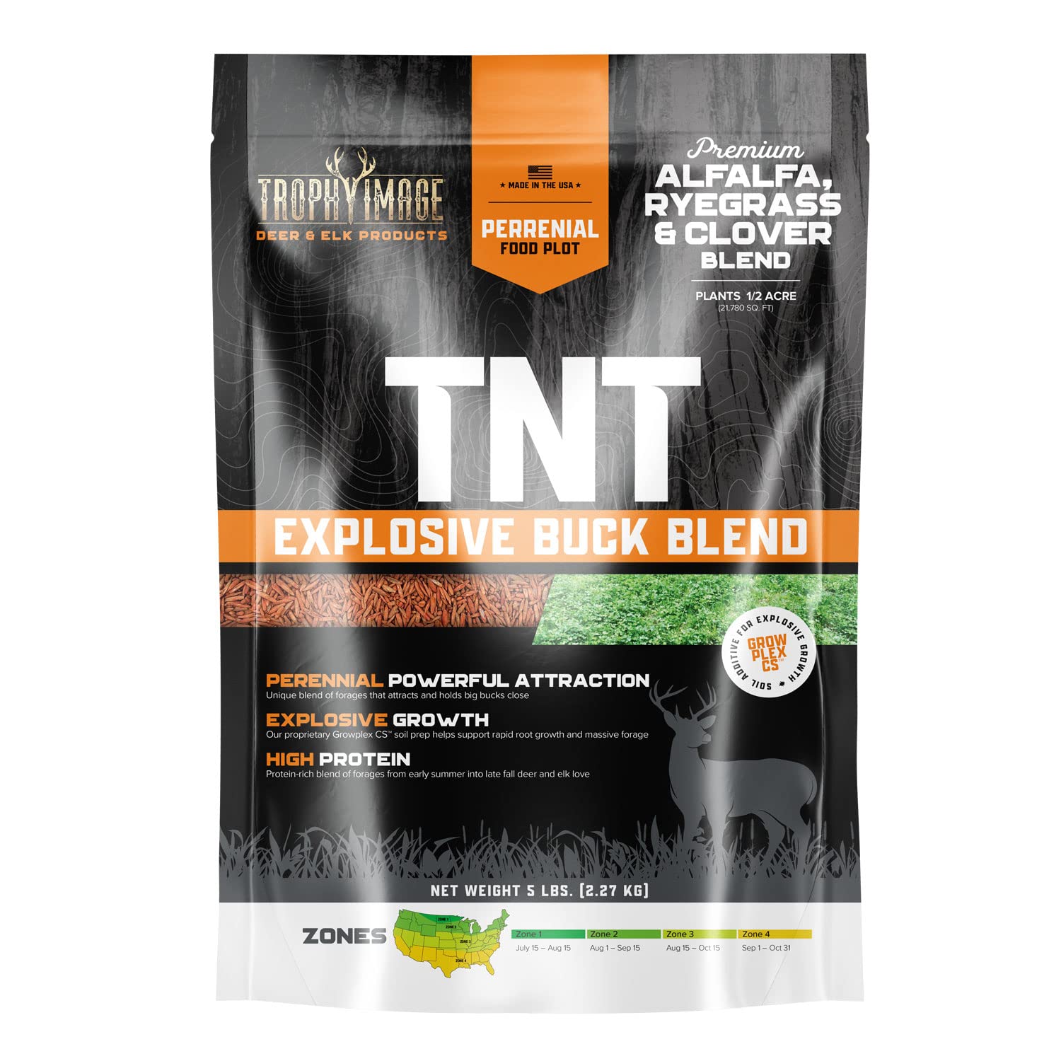 TROPHY IMAGE TNT Explosive Buck Blend Deer Food Plot 5 Pound : Amazon ...
