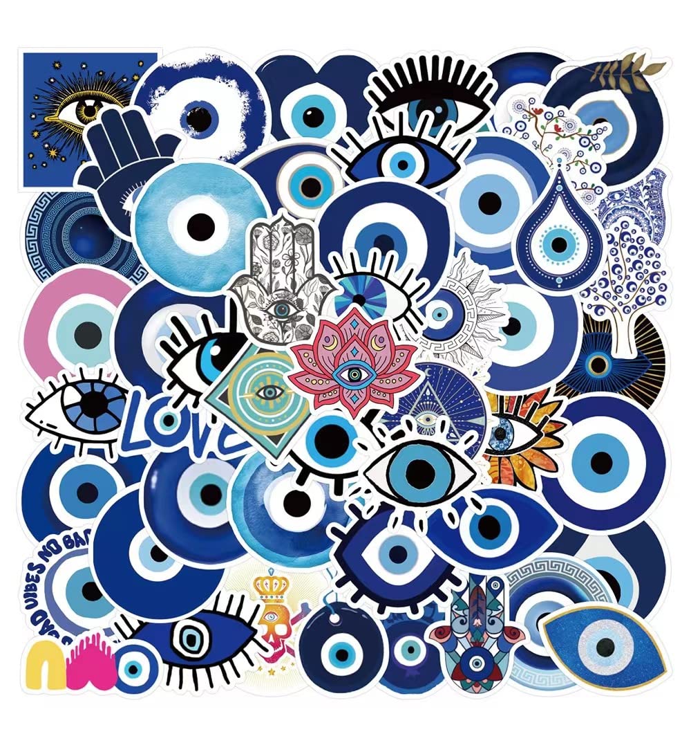 Amazon.com: 50 Pcs Evil Eye Stickers Vinyl Eyes Sticker Colorful Evil ...