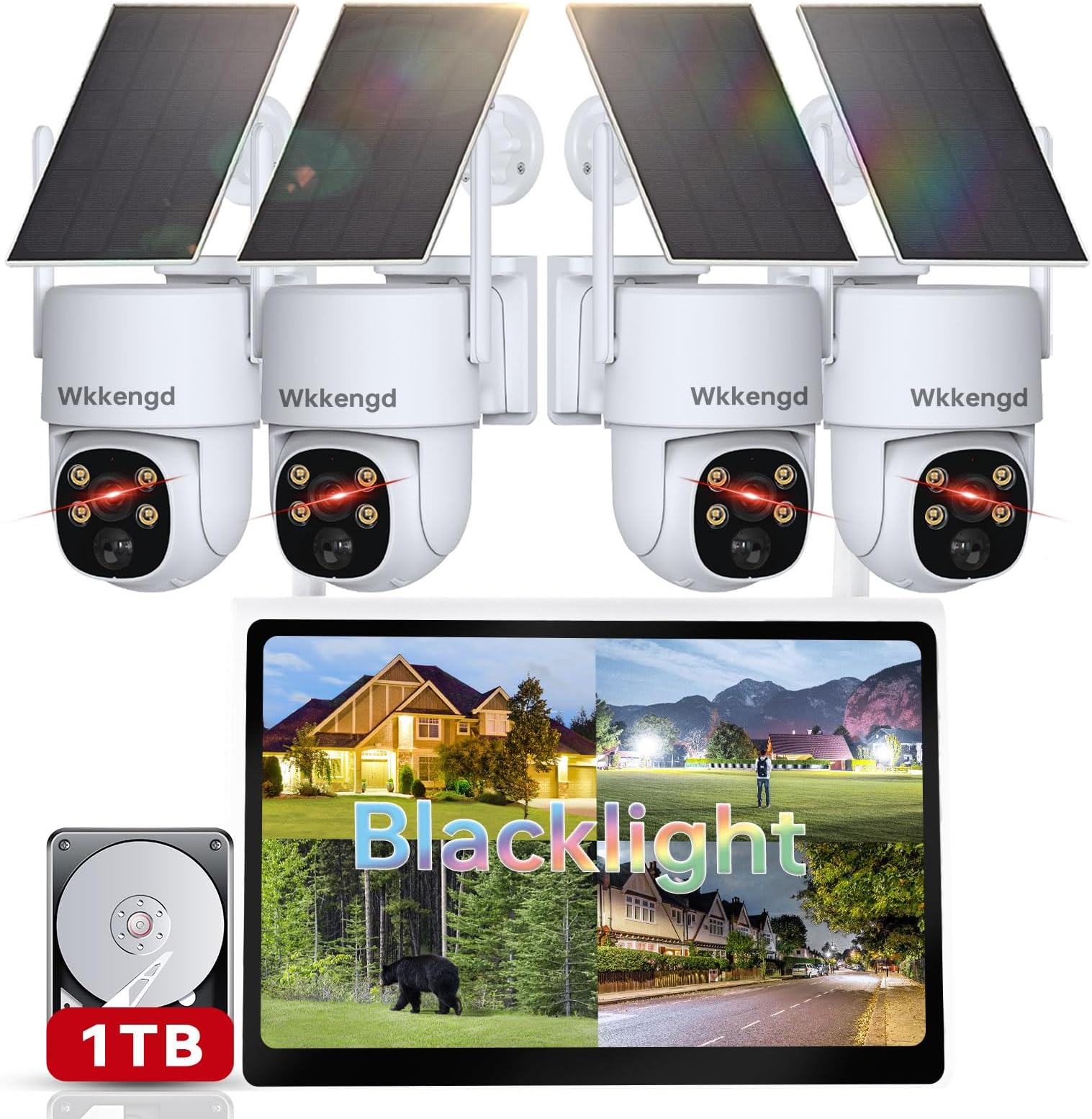 Amazon.com : Wkkengd Blacklight Solar Security Wireless Camera System ...
