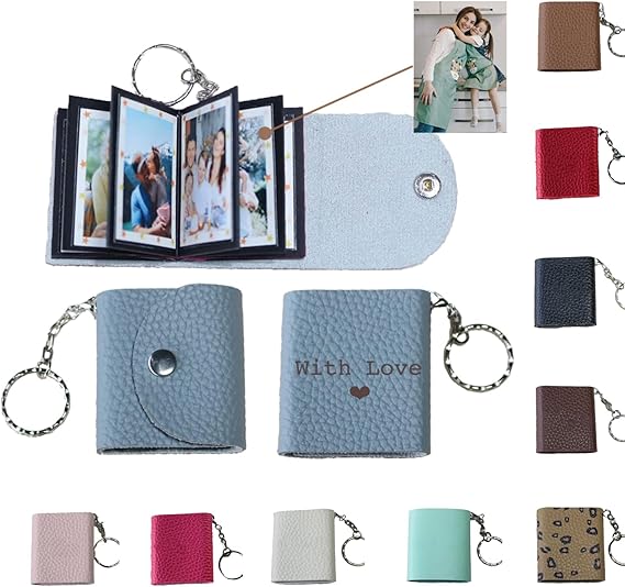 Personalized Mini Photo Keychain, Small Custom Leather Memory Photo ...