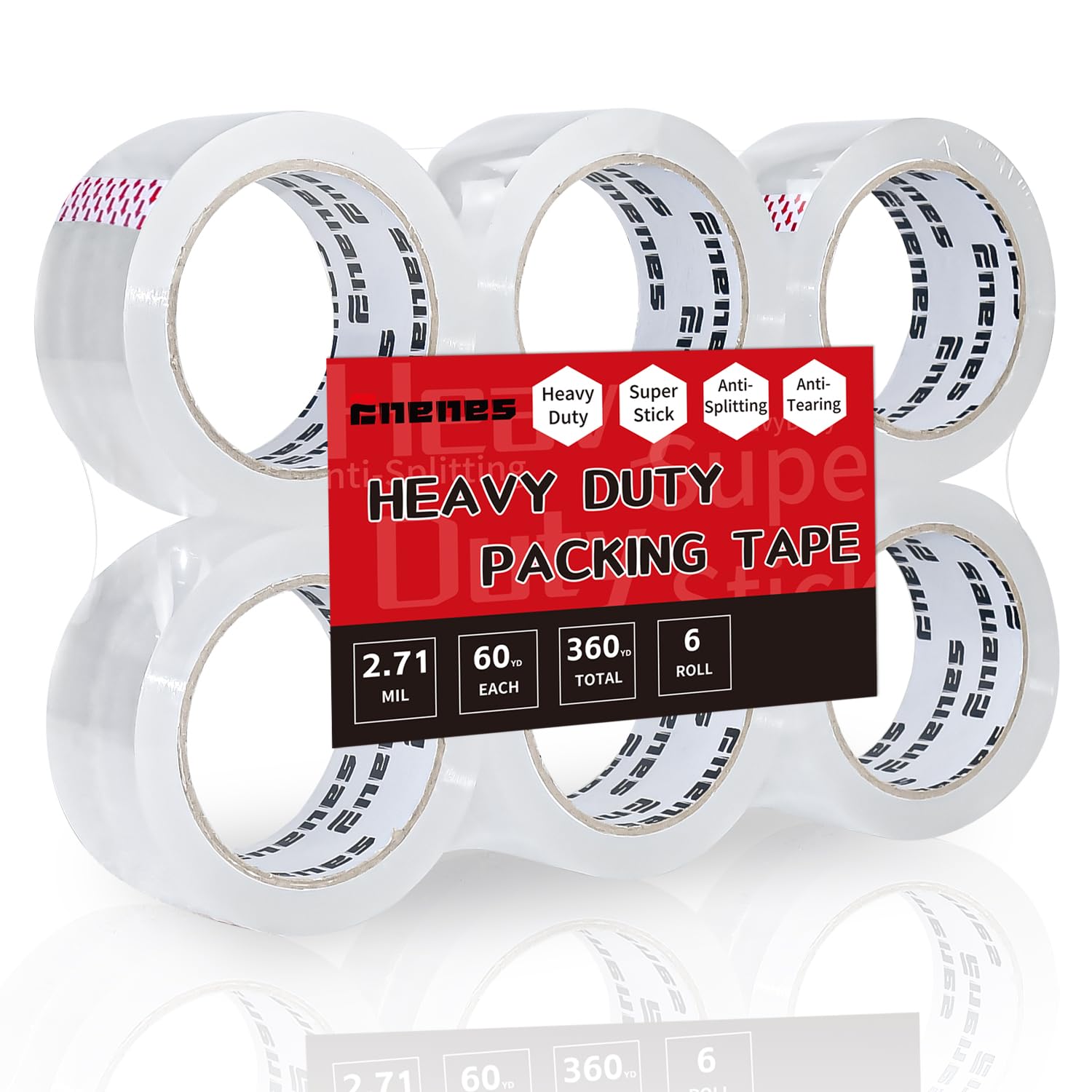 Amazon.com : Enenes 6 Rolls Heavy Duty Packing Tape, 2.7 mil 1.88 inch ...