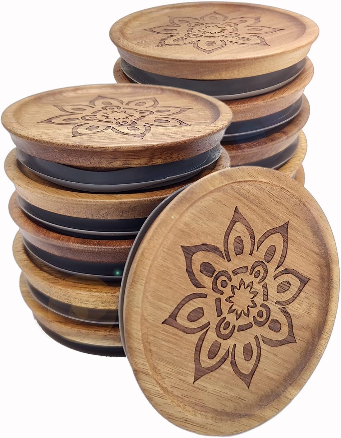 Amazon.com: Antrader 4Pcs Wooden Storage Lids,Wide Mouth Wooden Lids ...