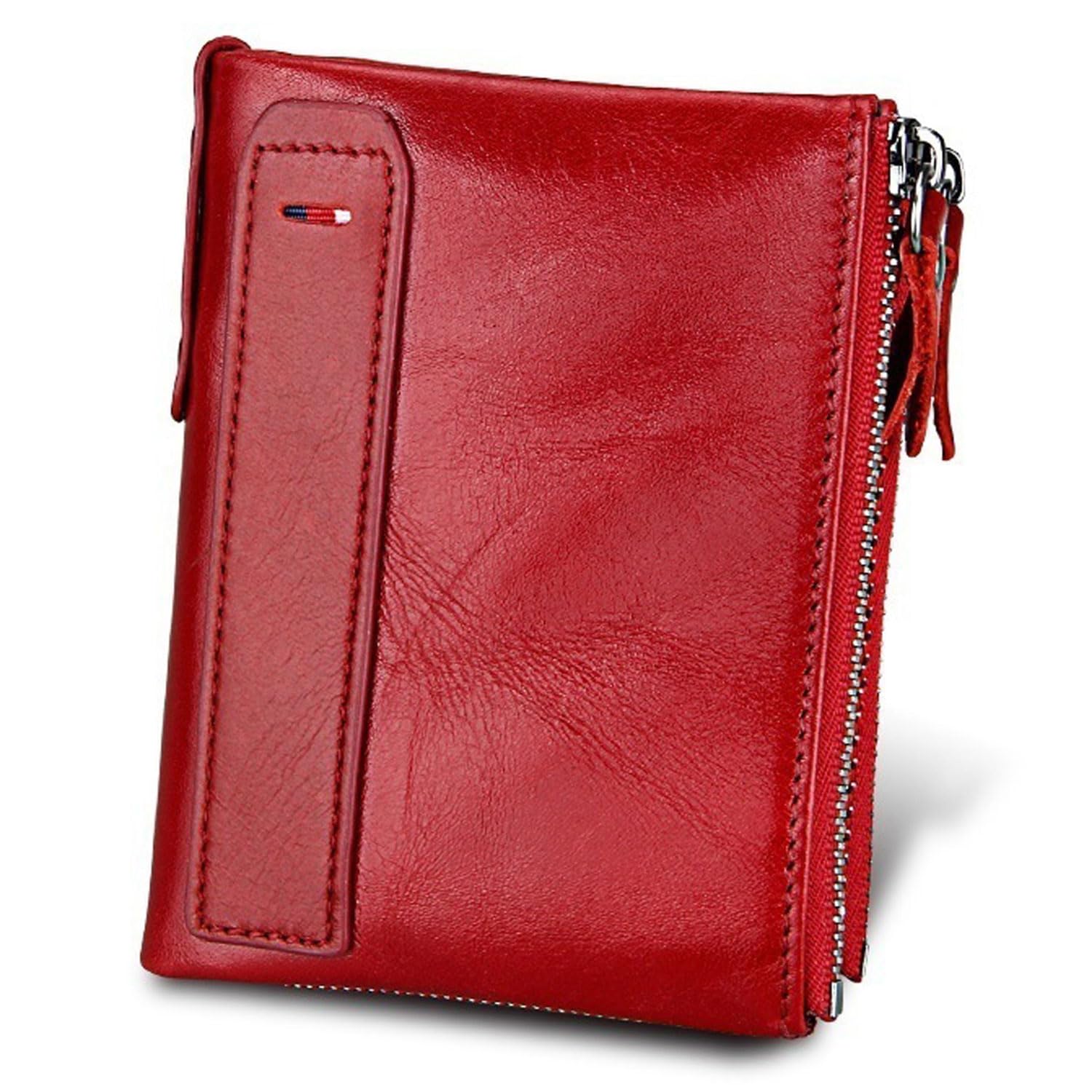 Amazon.com: Alkenred small wallet for women Red Leather Bifold Compact ...