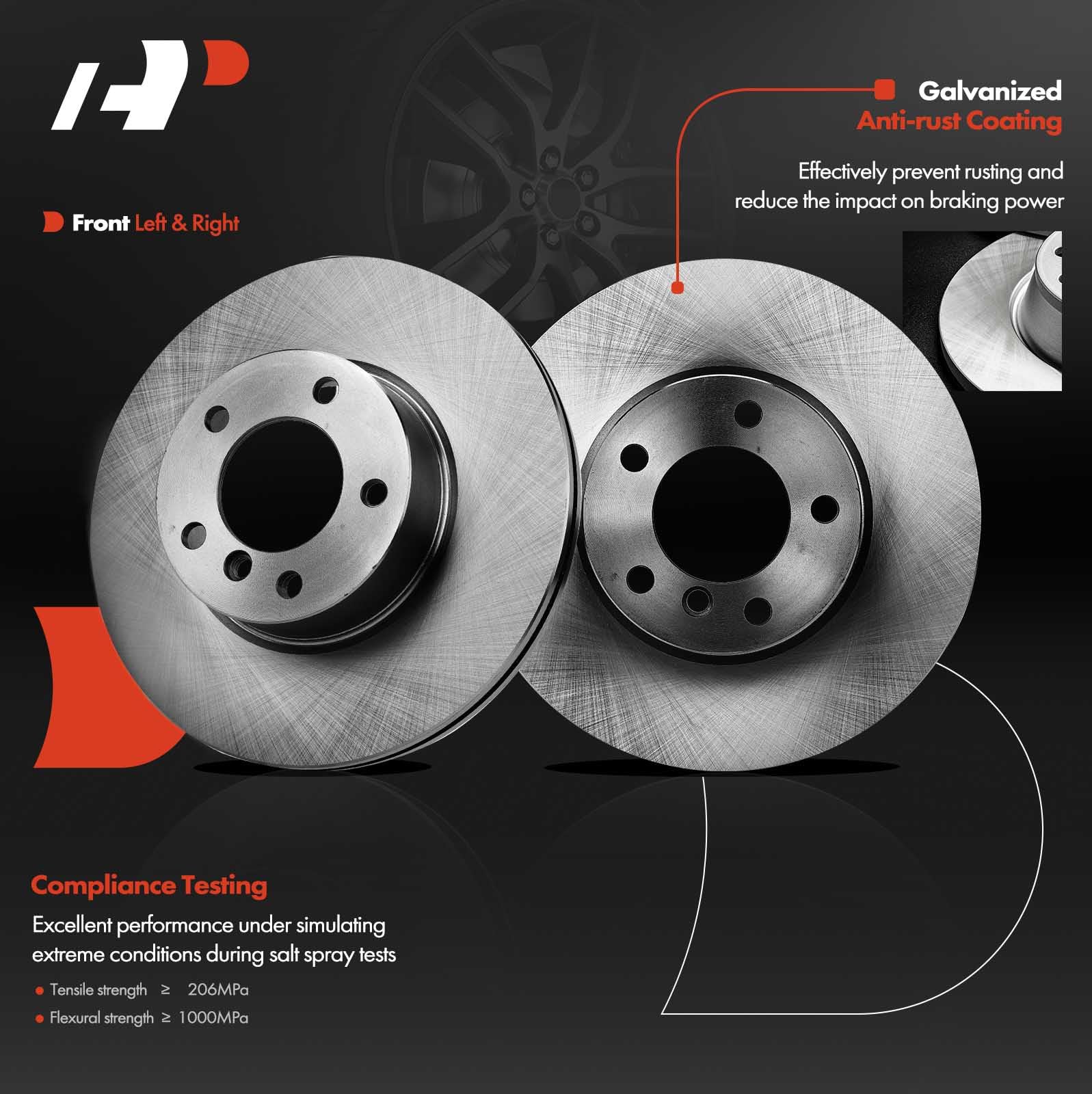 A-Premium 12.28 inch (312mm) Front Vented Disc Brake Rotors Compatible ...