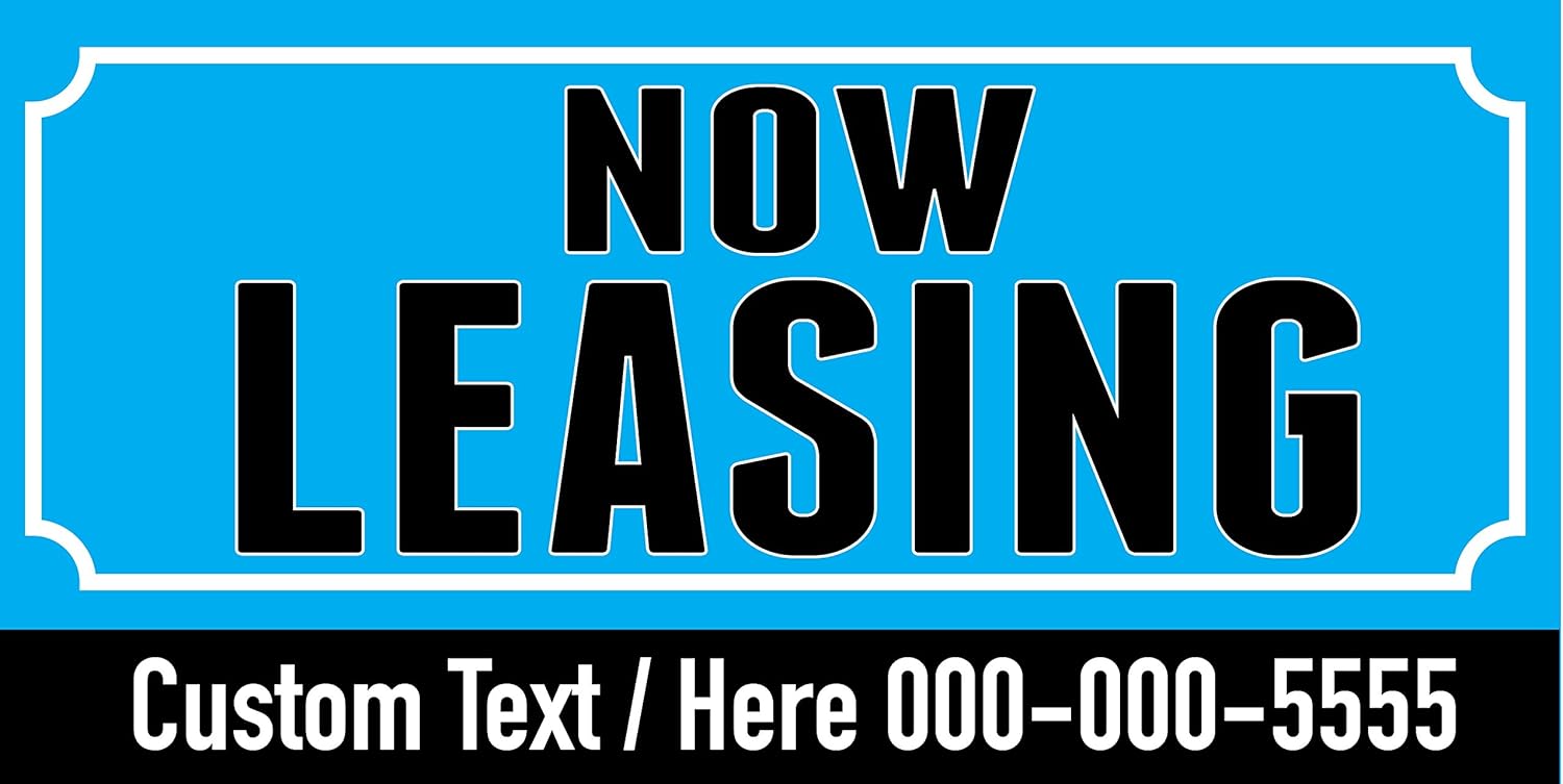Amazon.com: Custom Printed Now Leasing Banner - Blue (10' x 5') : Home ...