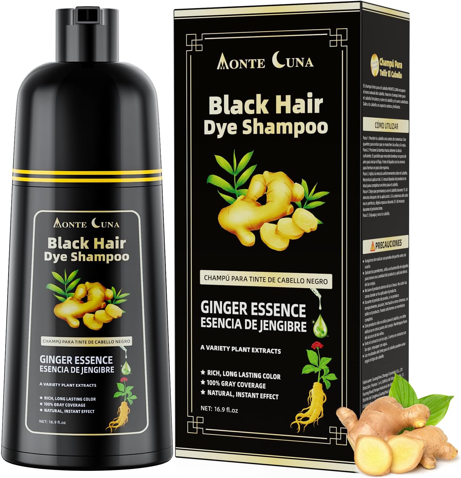 Amazon.com : Bablabear Black Hair Dye Shampoo for Gray Hair, Semi ...