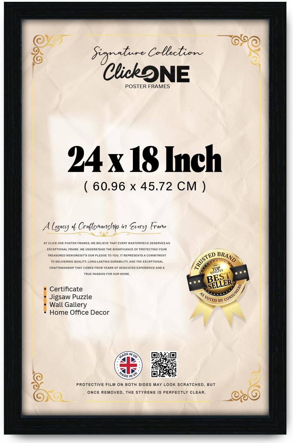 Click One Elegant Engineered Wood Finish 24 X 18 Inch Poster Frame ...
