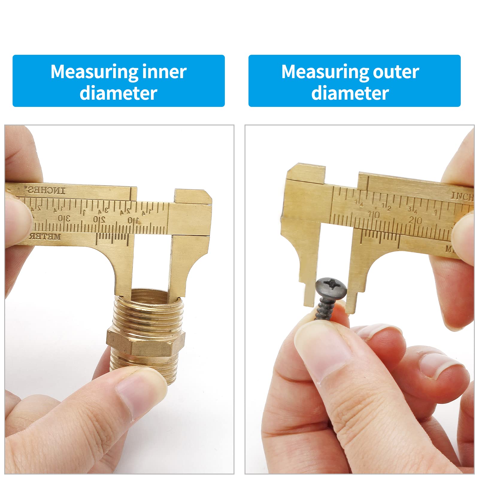 Snapklik.com : Kyuionty Brass Pocket Vernier Caliper Ruler, Sliding ...