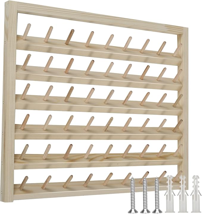 Amazon.com: Wooden Thread Holder 54 Spool Rack, Wall-Mounted Sewing ...
