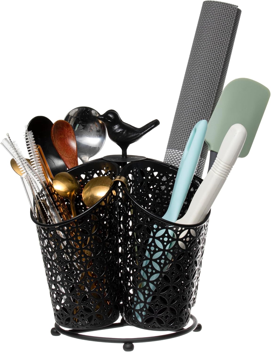 Amazon.com: heart & home 360° Rotating Silverware Caddy, Cutlery ...