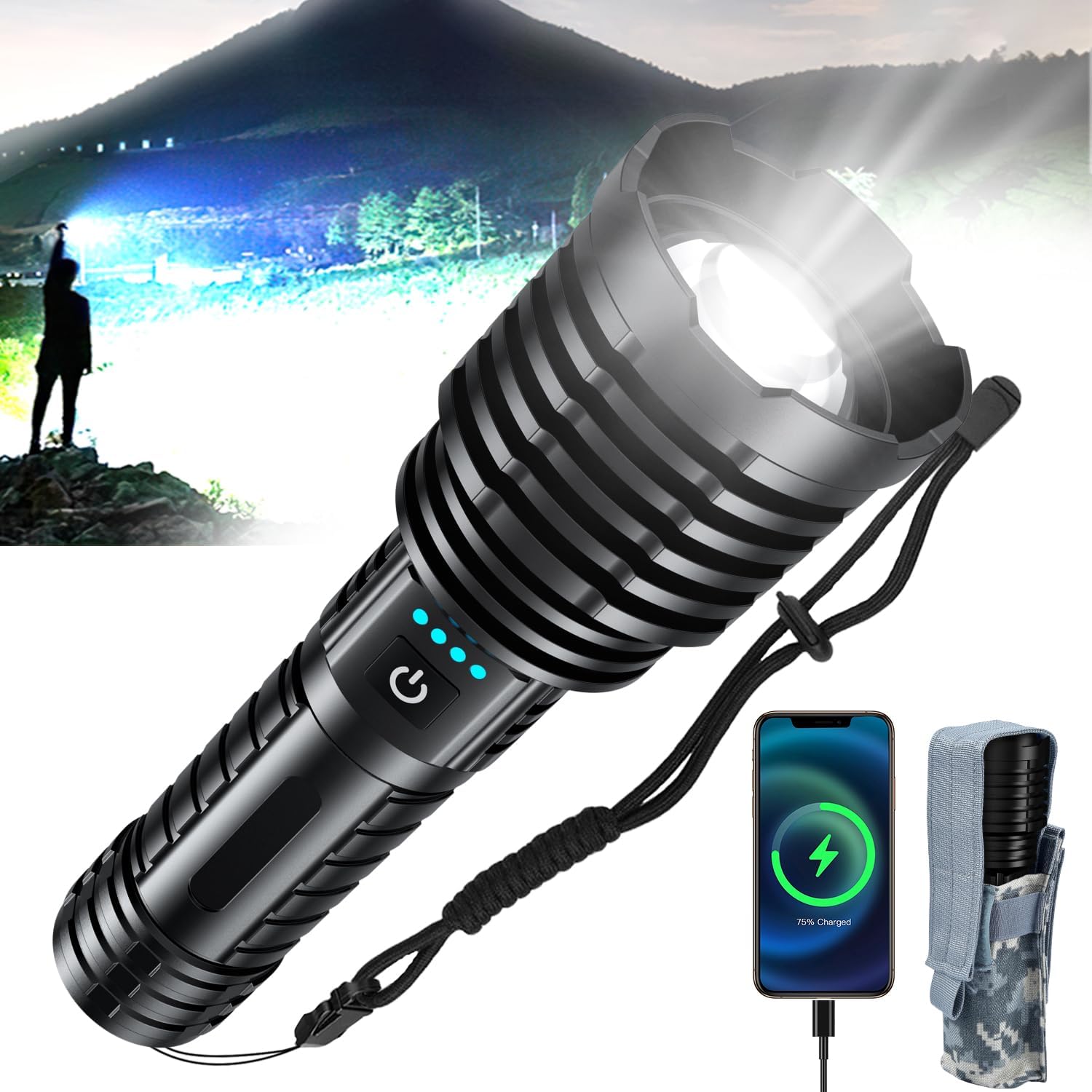 Smiling Shark Flashlight, Ultra-Bright LED Flashlights with 8000 Lumens ...