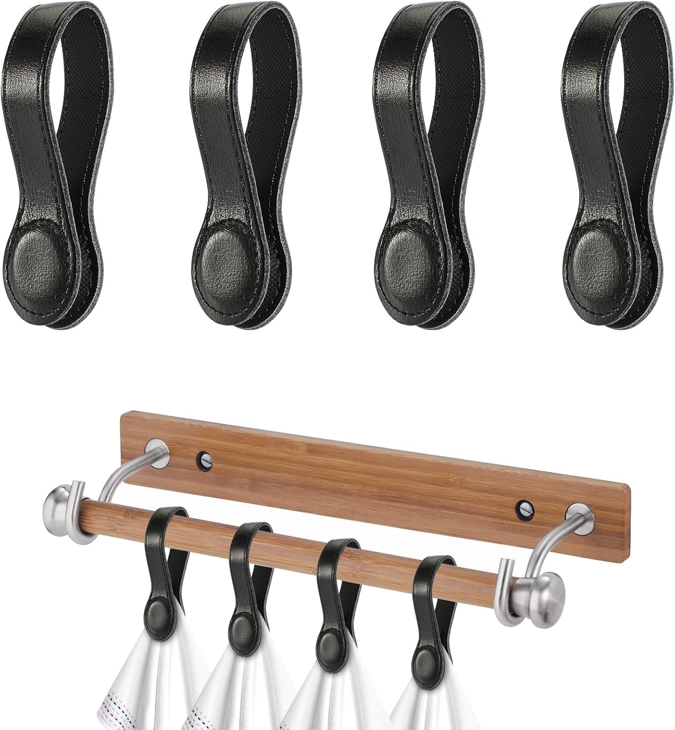 Amazon.com - Kokone Towel Clips for Kitchen 4 Pack Leather Kitchen ...