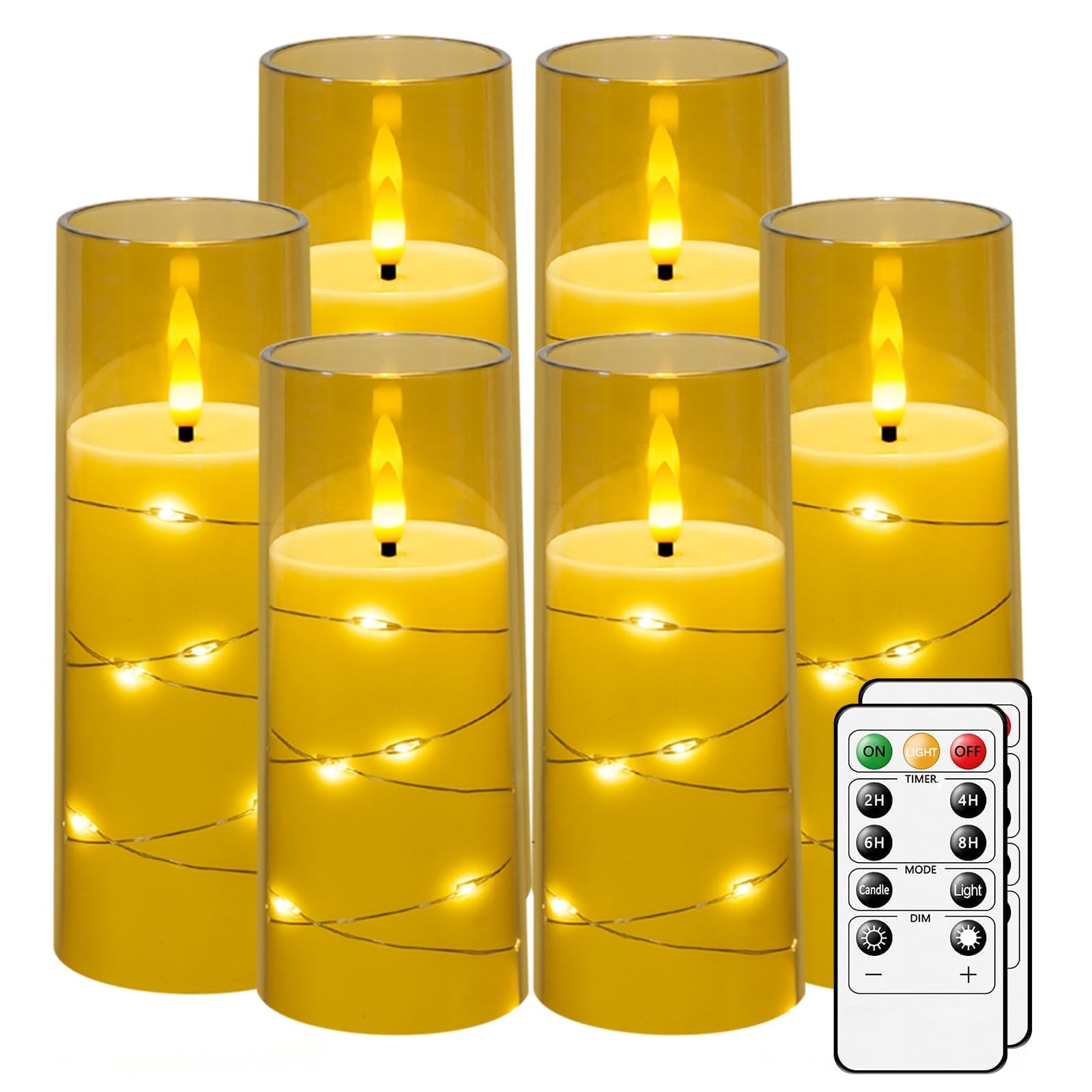 Buy 2.3" Dia Acrylic Flameless LED Candles with Copper String Lights ...