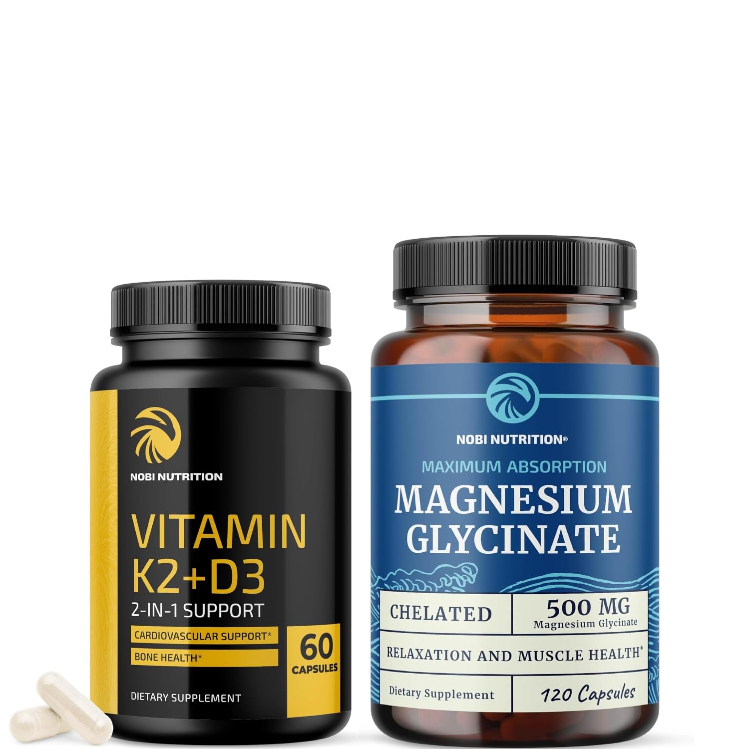 Amazon.com: Vitamin D3 K2 and Magnesium Glycinate Supplement | Bone ...