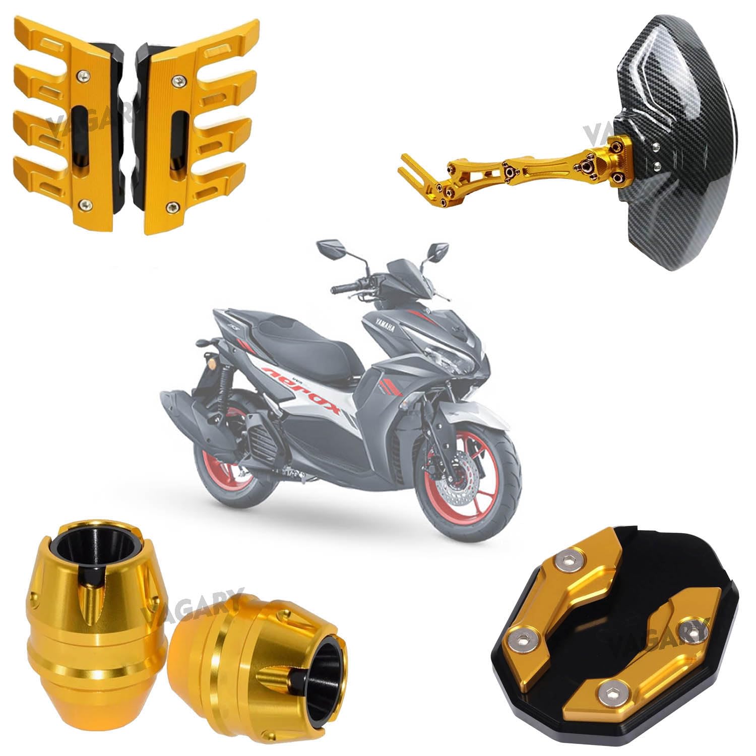 Vagary Combo of 4pc CNC Aerox 155 Fork Wheel Slider, Side Stand ...