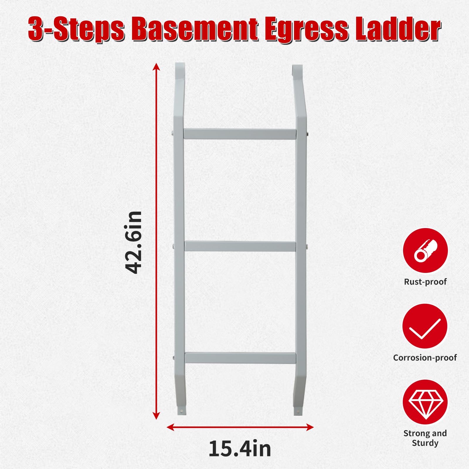Snapklik.com : Egress Ladder 3-Step, Steel Basement Egress Window ...