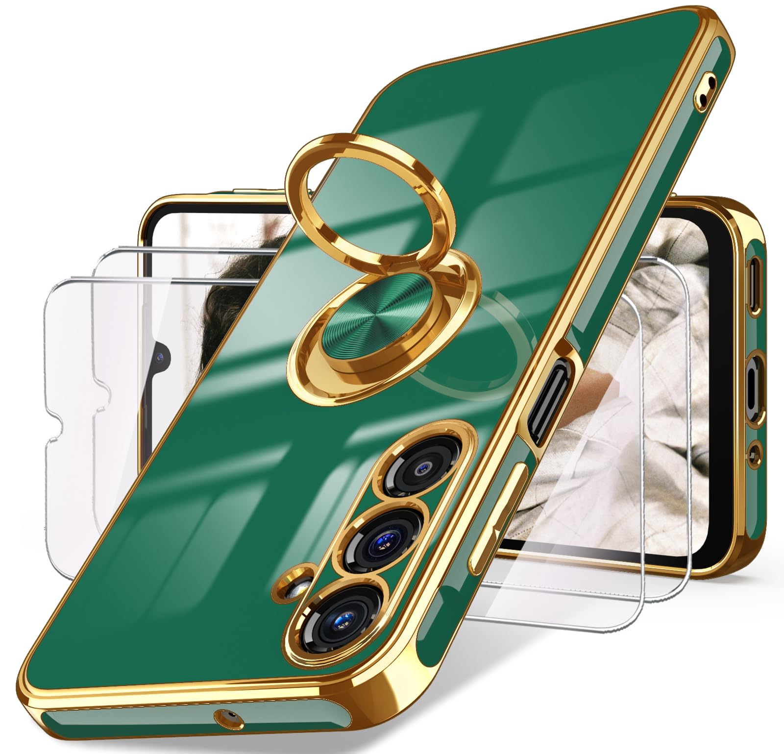 Amazon.com: Dretal for Samsung Galaxy A16 5G Case, Screen Protector, 360° Rotatable Ring Holder ...