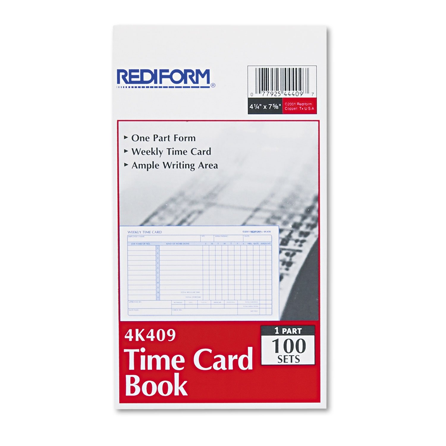 Amazon.com : Rediform Employee Time Card, Weekly, 4.25 x 7 Inches, 100 ...
