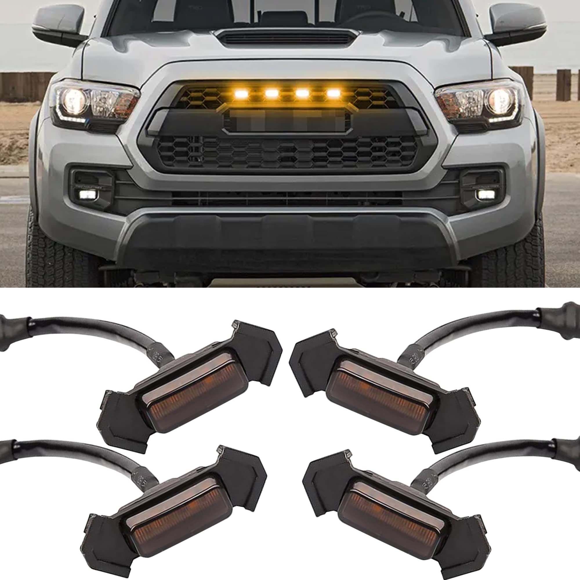 Snapklik.com : UWDESY 4Pcs LED Grille Lights Waterproof Amber LED Front ...